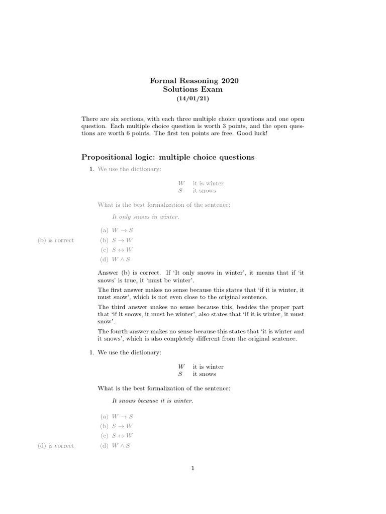 Solutions Exam | PDF | If And Only If | Interpretation (Logic)