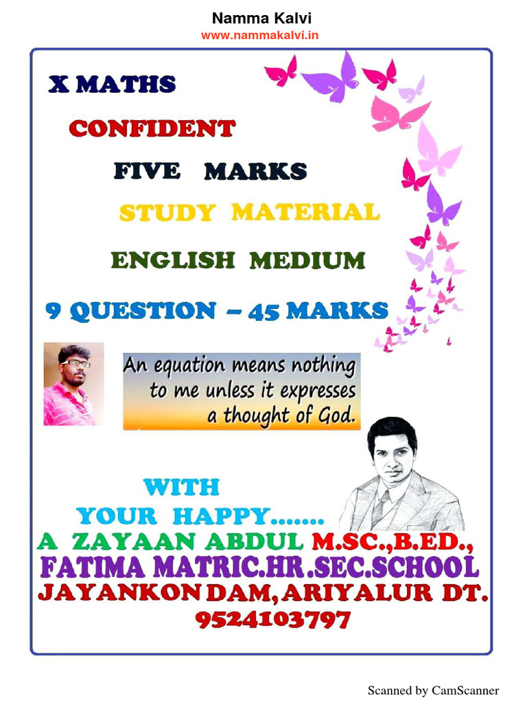 Namma Kalvi 10th Maths Important 5 Mark Questions With Answers em ...