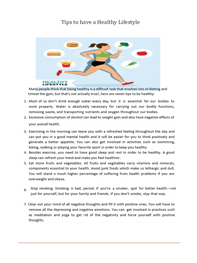 Tips To Have A Healthy Lifestyle | PDF