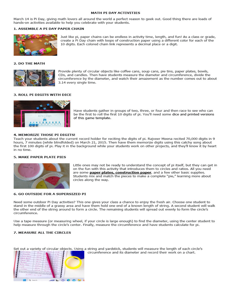 Math Pi Day | PDF | Pi | Circle