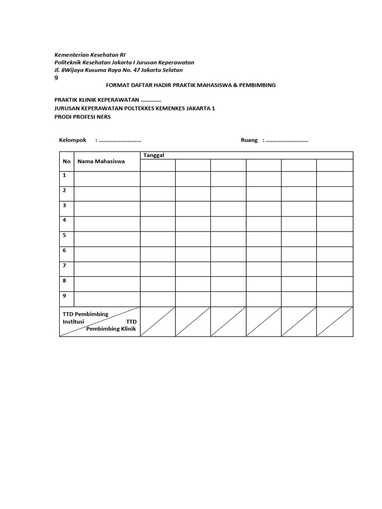 Form Absen, ADL, Penilaian | PDF