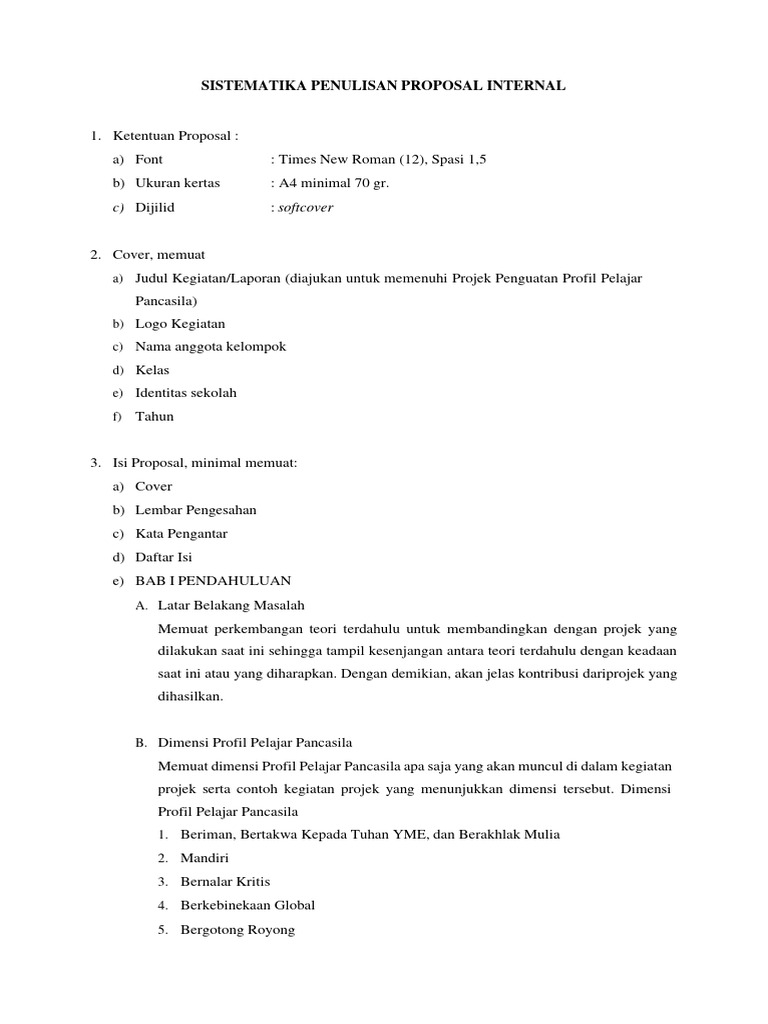 Sistematika Penulisan Proposal Internal | PDF