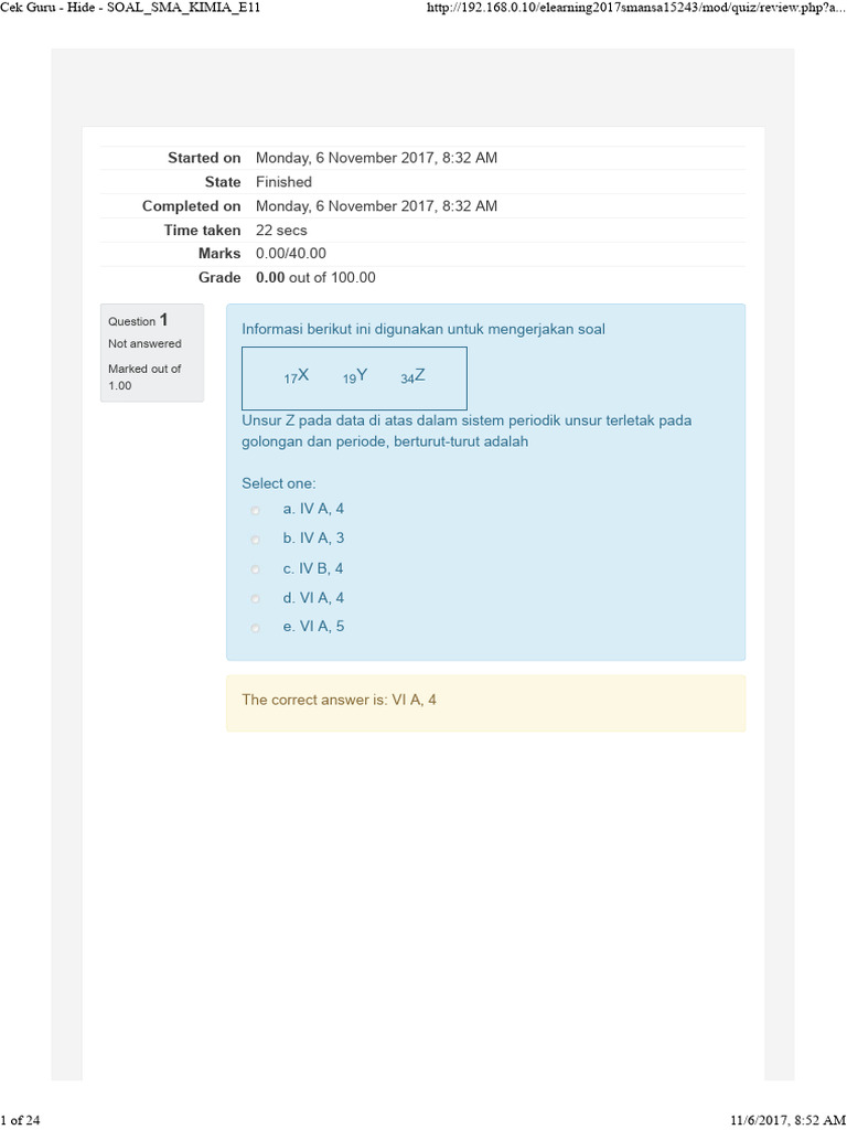 Cek Guru - Hide - SOAL - SMA - KIMIA - E11 | PDF