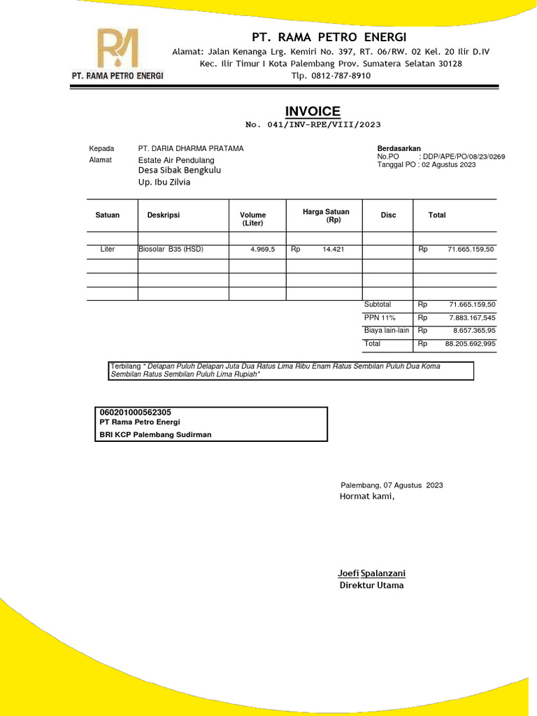 Invoice PT Daria 269 | PDF