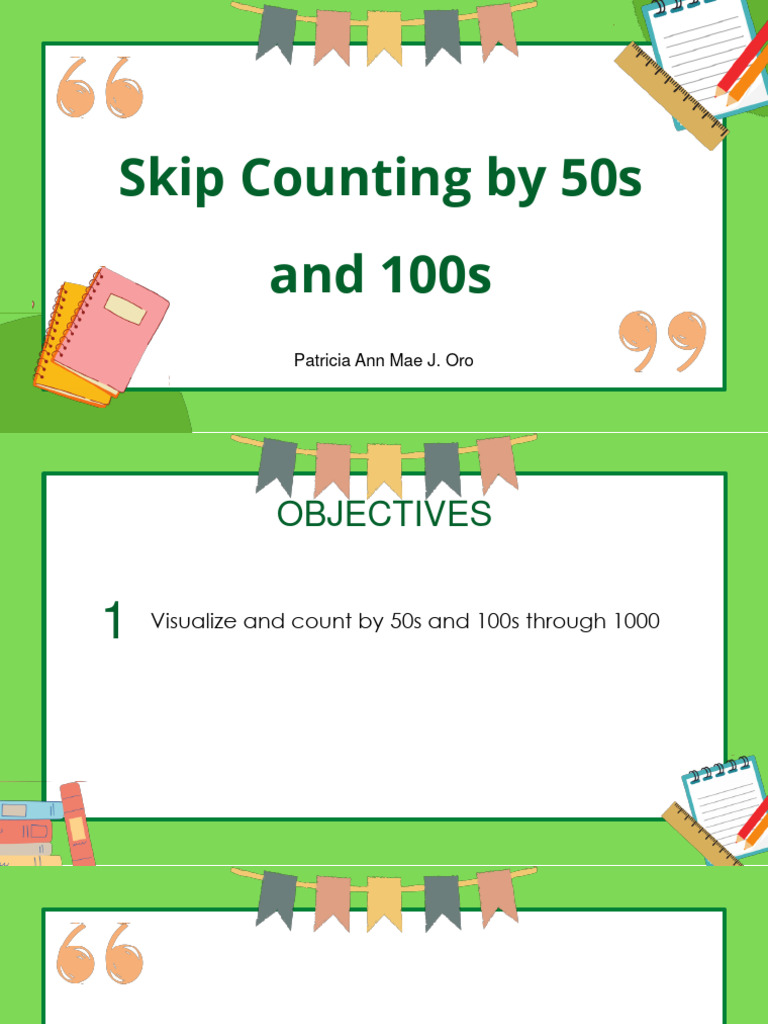 Math 1 Week6 Skip Counting by 50s and 100ssept4 (1) | PDF