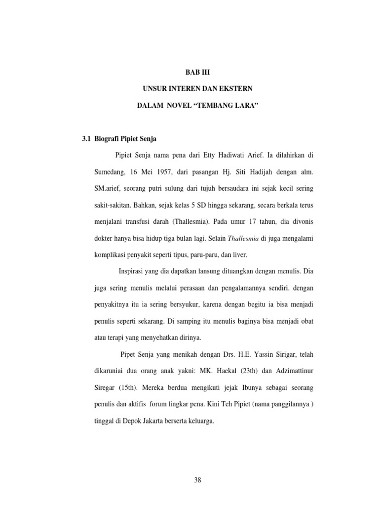 Adoc - Pub - Bab III Unsur Interen Dan Ekstern Dalam Novel Temb | PDF ...