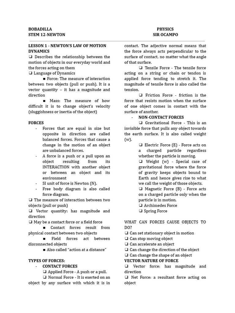 3rd Quarter Physics | PDF | Force | Inertia