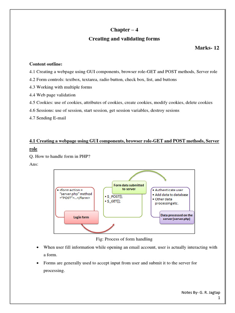 Chapter - 4 Creating and Validating Forms Marks-12: Content Outline | PDF | Http Cookie | Networking