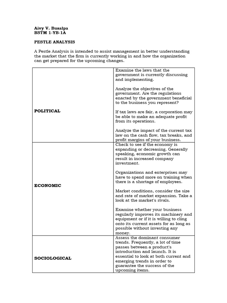 Pestle Analysis | Download Free PDF | Market (Economics) | Economic Growth