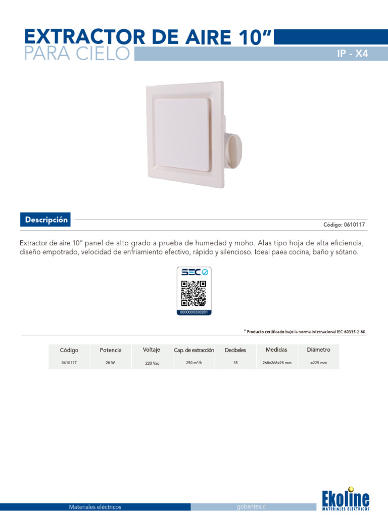 Ficha Tecnica Extractor de Aire | PDF