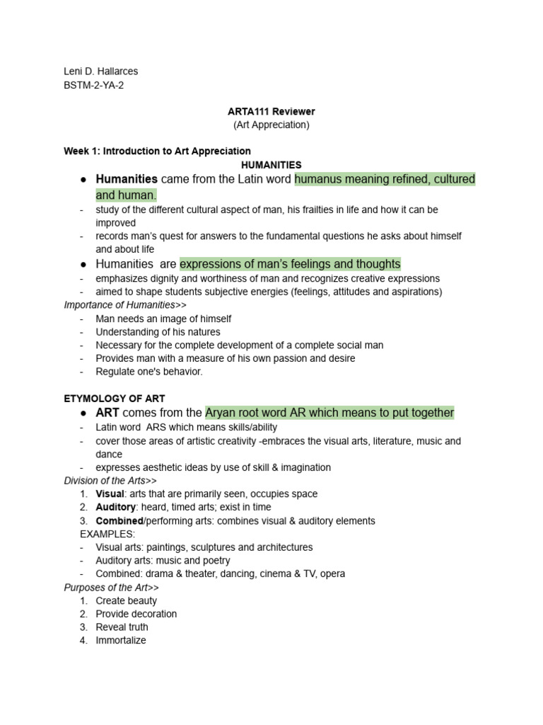 ARTA Reviewer | Download Free PDF | The Arts | Dances