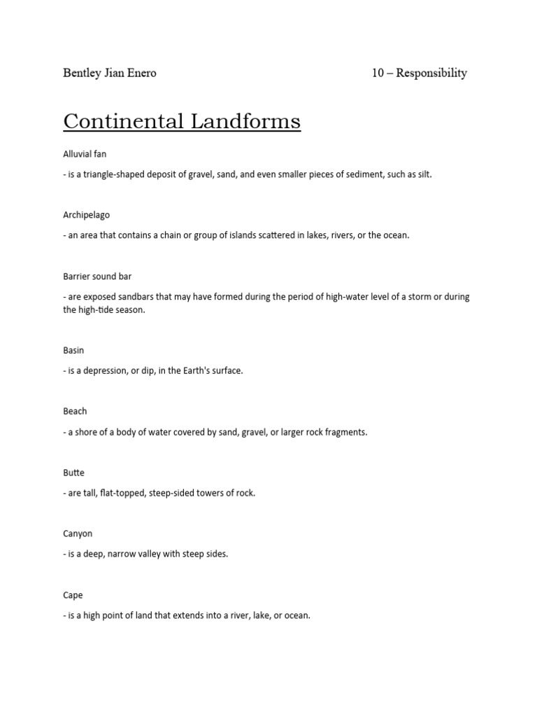 Overview of Continental Landforms | PDF | River | Valley