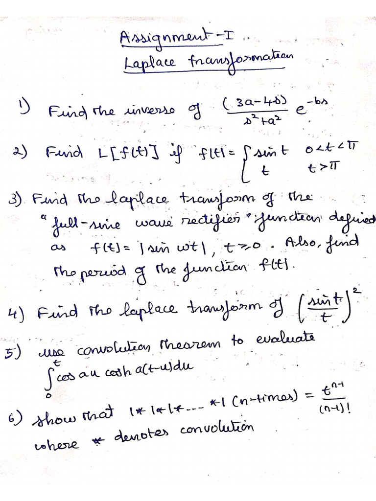 Laplace Transformation Assignment | PDF