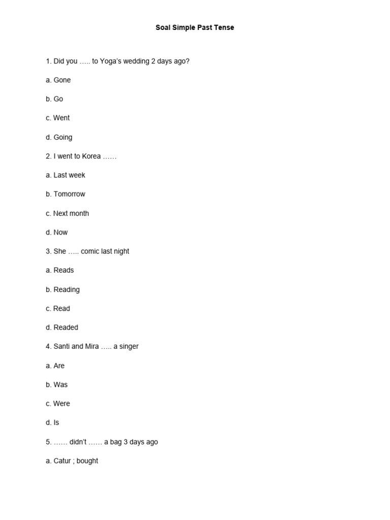 Soal Simple Past Pdf