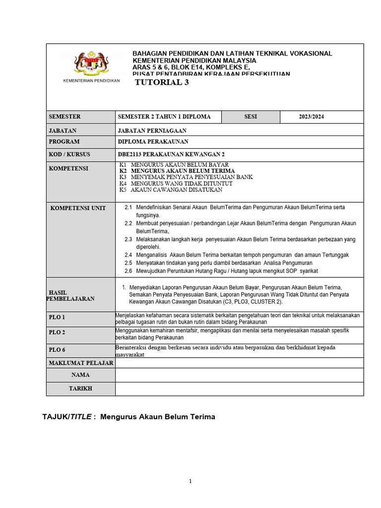 TT3 KP 2 Soalan | PDF