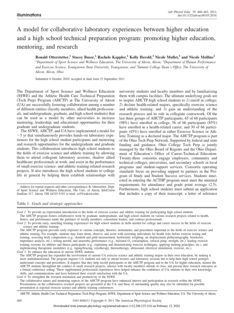 A Model For Collaborative Laboratory Experiences Between Higher ...