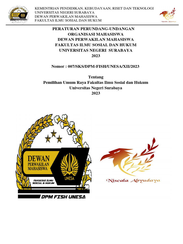 Uu Pemira - DPM Fish 2023 - Sks DPM Fish | PDF