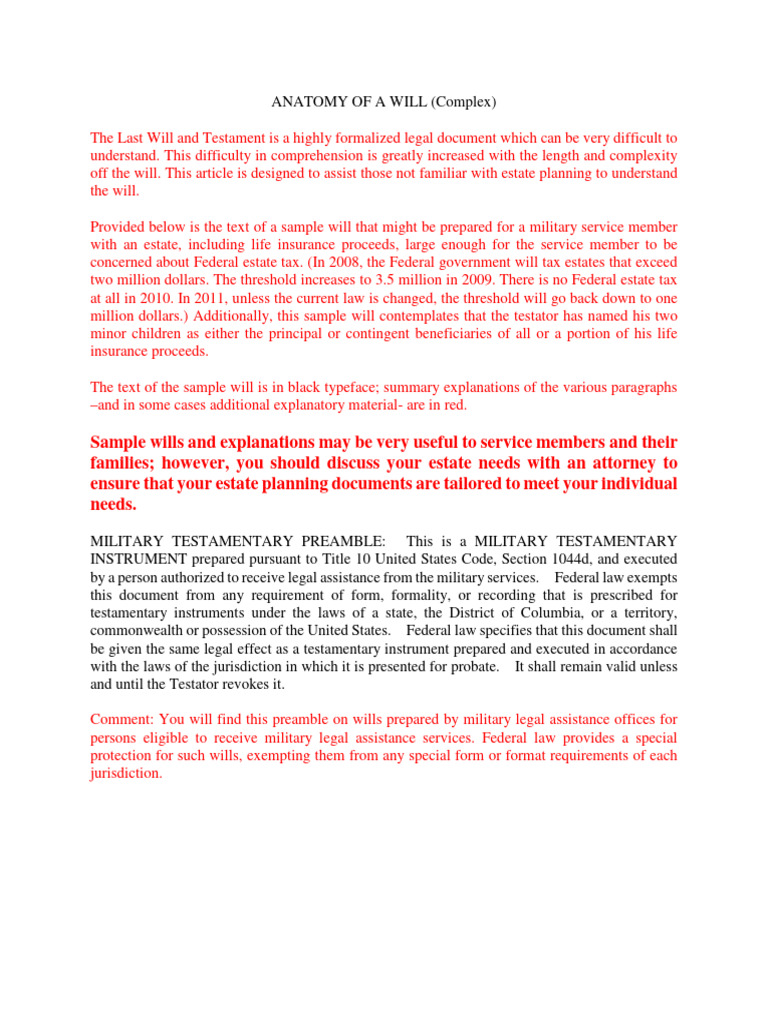 Anatomy of A Will Complex | PDF | Will And Testament | Trustee