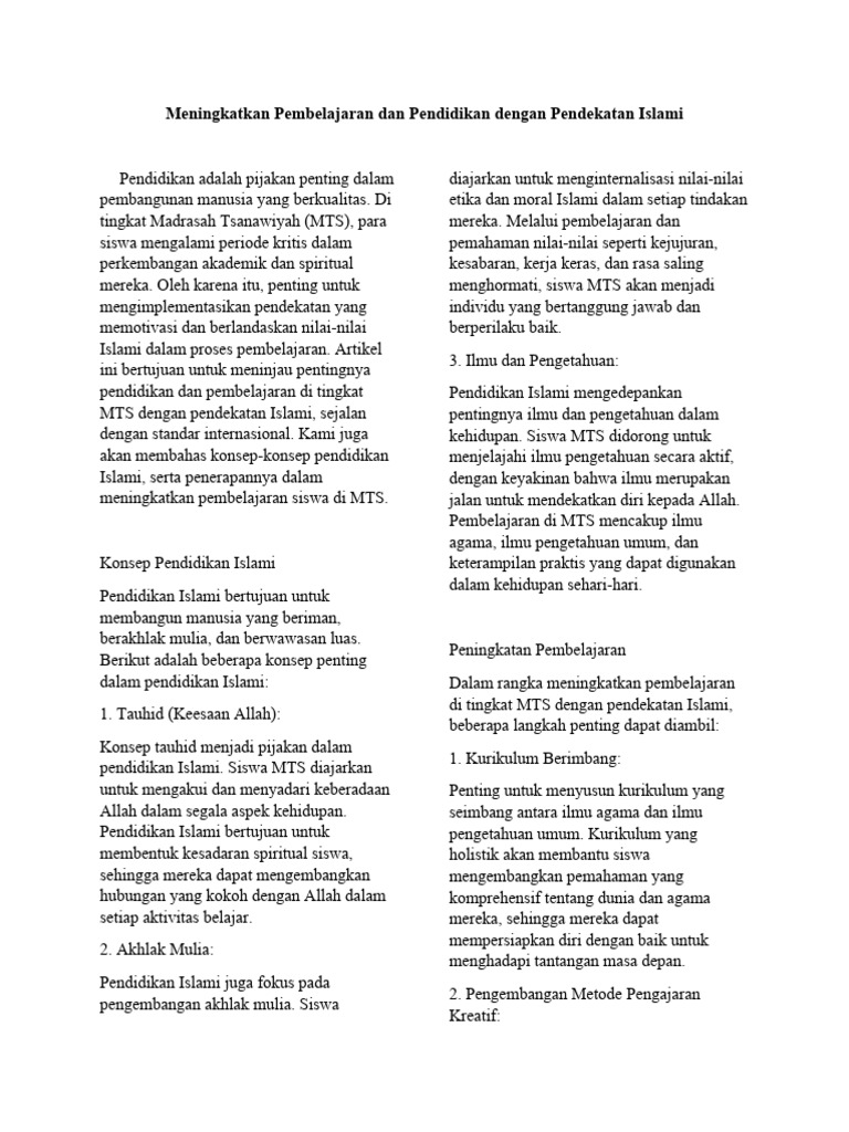 ARTIKEL Meningkatkan Pembelajaran Dan Pendidikan Dengan Pendekatan ...