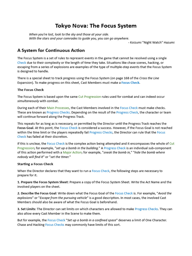 Tokyo NOVA - Focus System | PDF