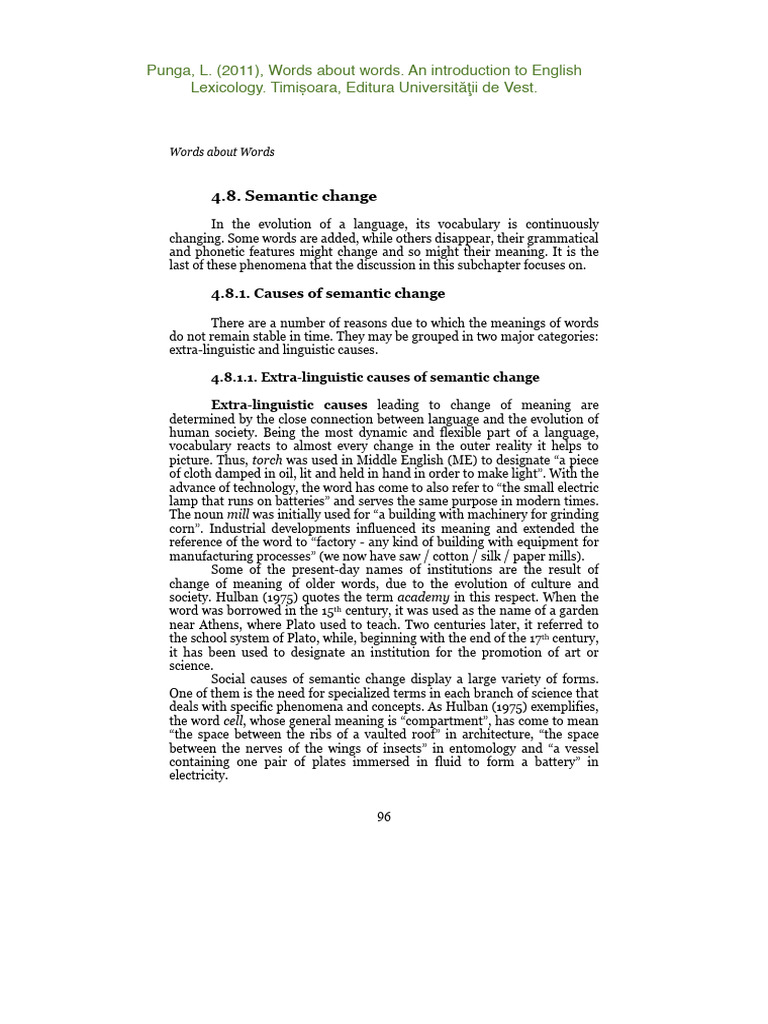 READING - Semantic Change Causes | PDF | Word | Semantics