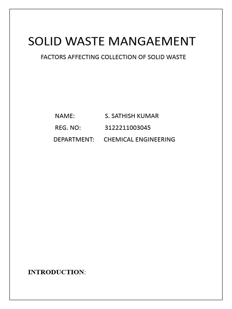 Factors Influencing Solid Waste Management | PDF | Waste | Waste Management