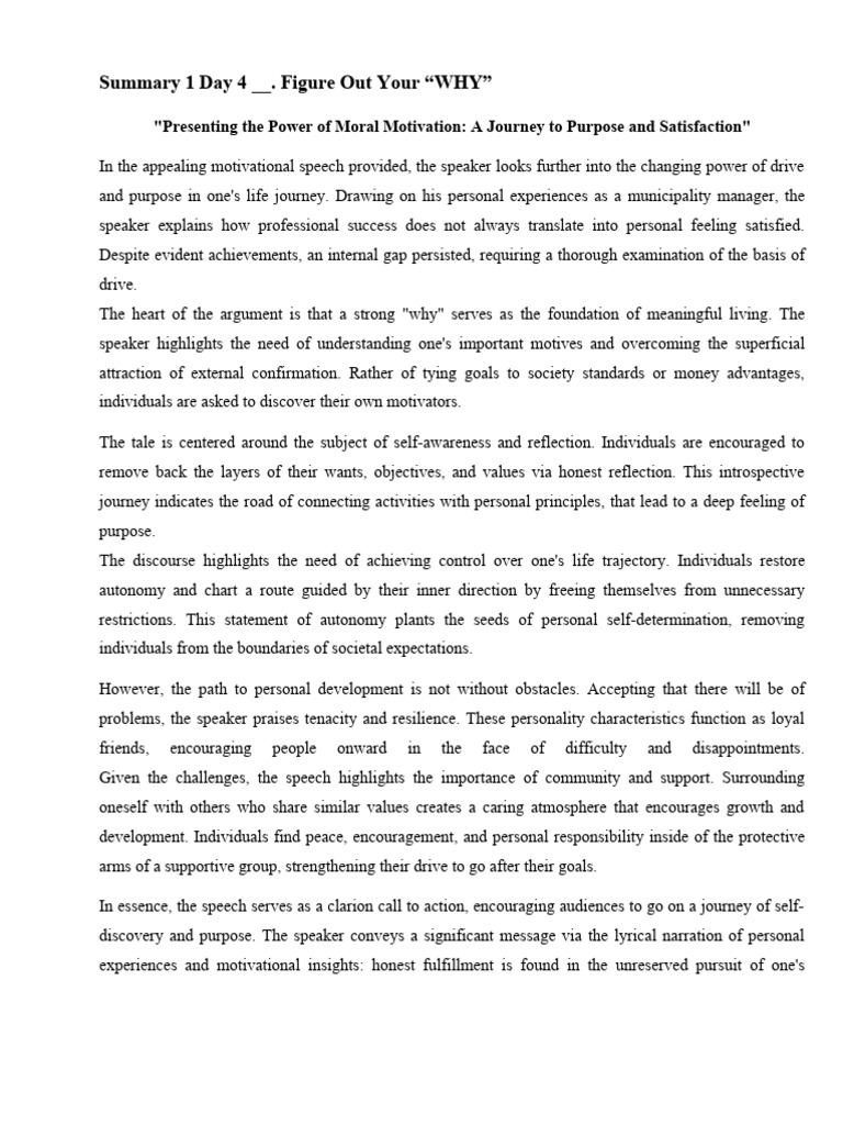 Summary With Heading | PDF | Motivation | Motivational