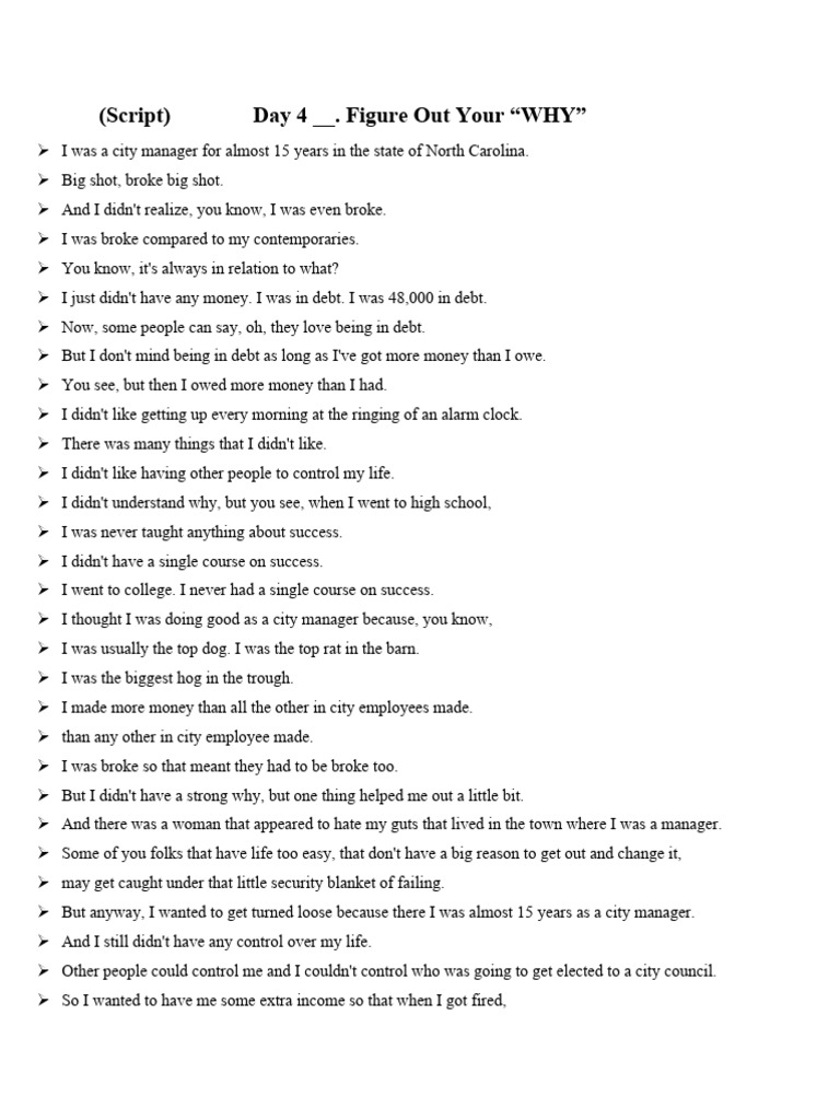 Day 4 Figure Out Your WHY | PDF | Motivation | Motivational