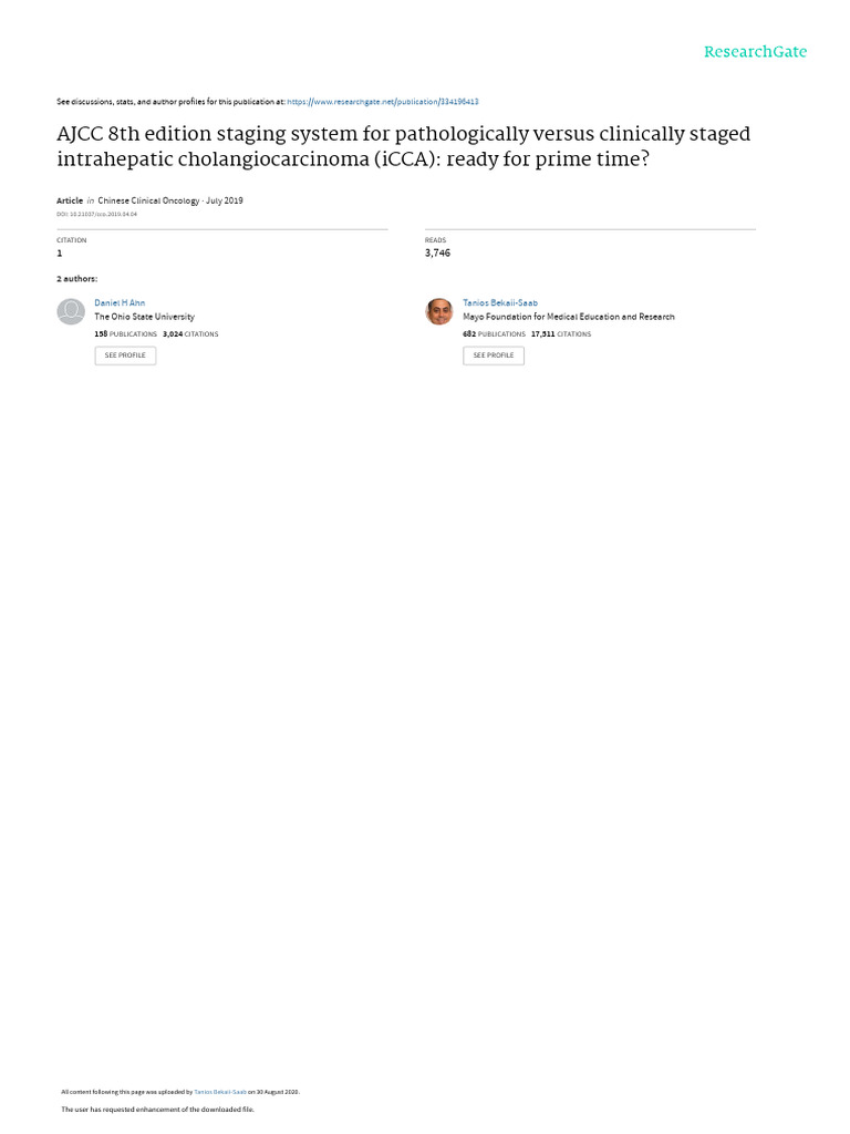 AJCC 8th Edition Staging System For Pathologically | PDF | Cancer | Diseases And Disorders