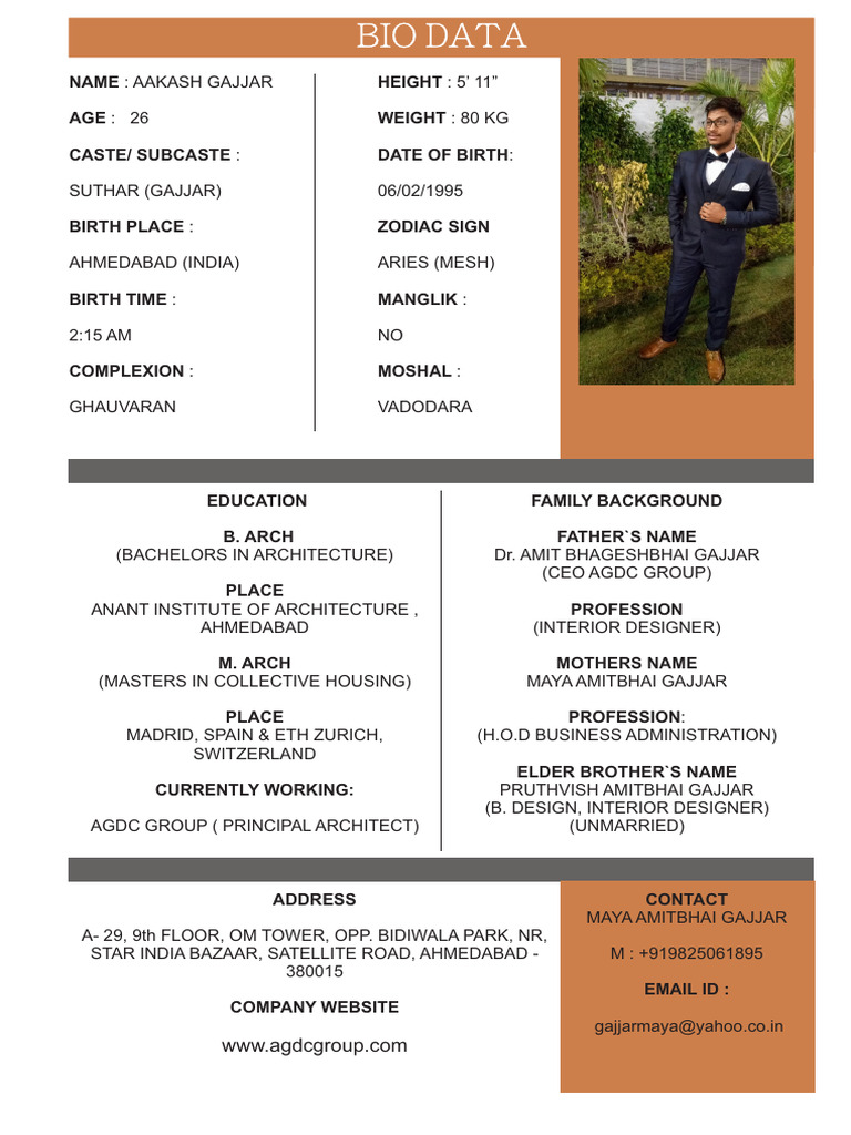 Akash Gajjar Biodata Overview | PDF
