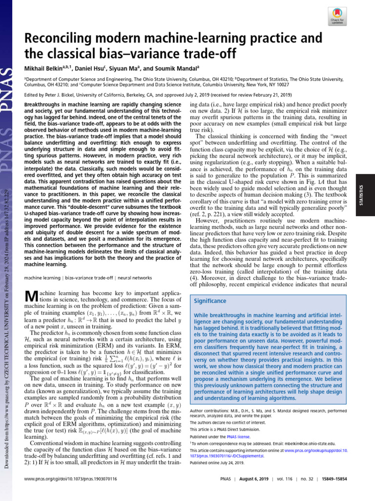 Double Descent in Machine Learning Models | PDF | Machine Learning ...