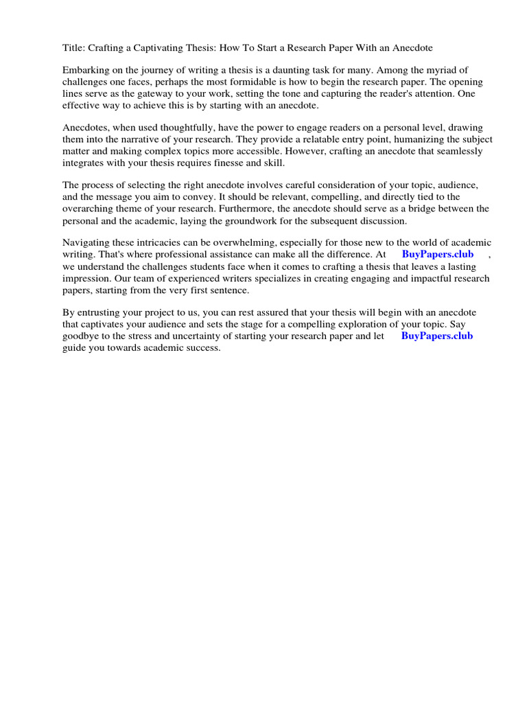How To Start A Research Paper With An Anecdote | PDF | Essays ...