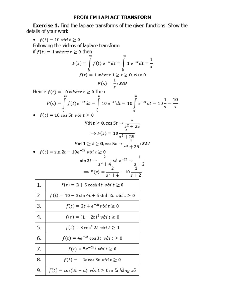 Problem Laplace Transform | PDF | Laplace Transform | Differential Calculus Problem Laplace Transform | PDF | Laplace Transform | Differential Calculus