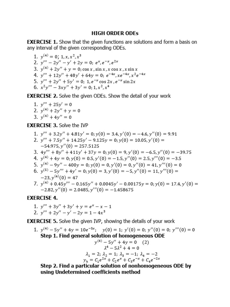 Problem High Order Odes Pdf Ordinary Differential Equation Algebra