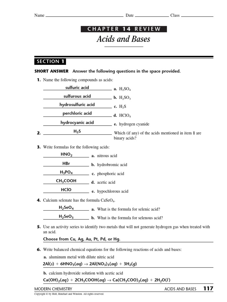 CH 14 Study Guide | PDF | Acid | Hydroxide