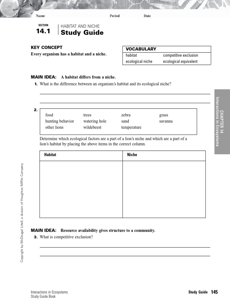 CH 14 Study Guides | PDF | Ecological Niche | Ecology CH 14 Study Guides | PDF | Ecological Niche | Ecology