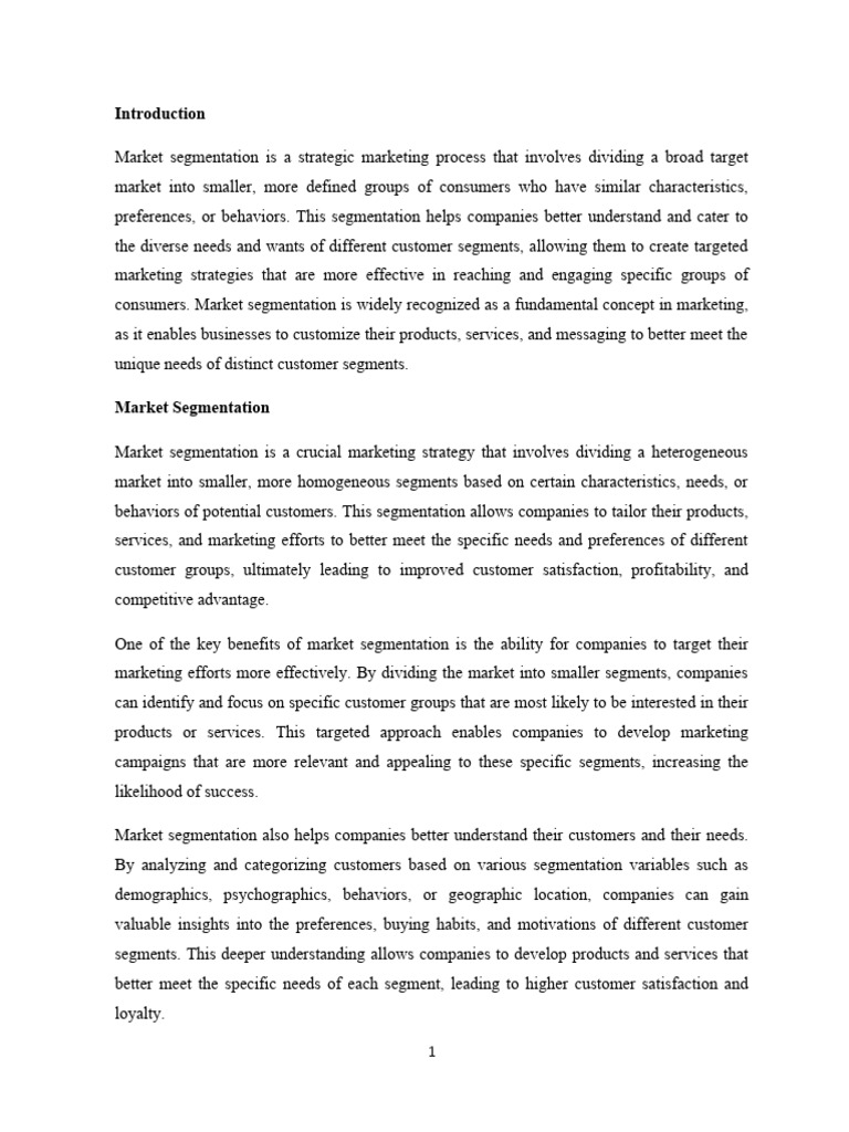 Understanding Market Segmentation Benefits | PDF | Business
