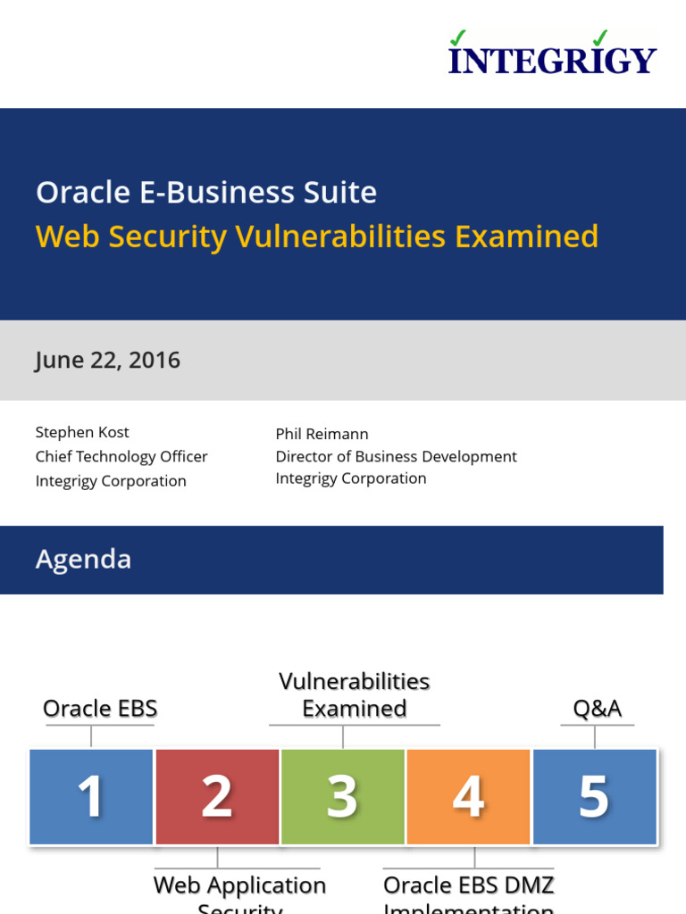 Integrigy Oracle EBS Web Security Vulnerabilities Examined | PDF | World Wide Web | Internet & Web