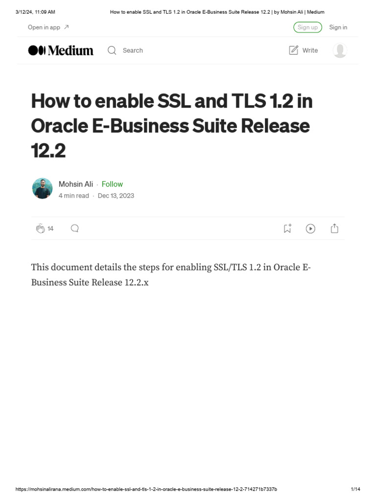 How To Enable SSL and TLS 1.2 in Oracle E-Business Suite Release 12.2 - by Mohsin Ali - Medium ...