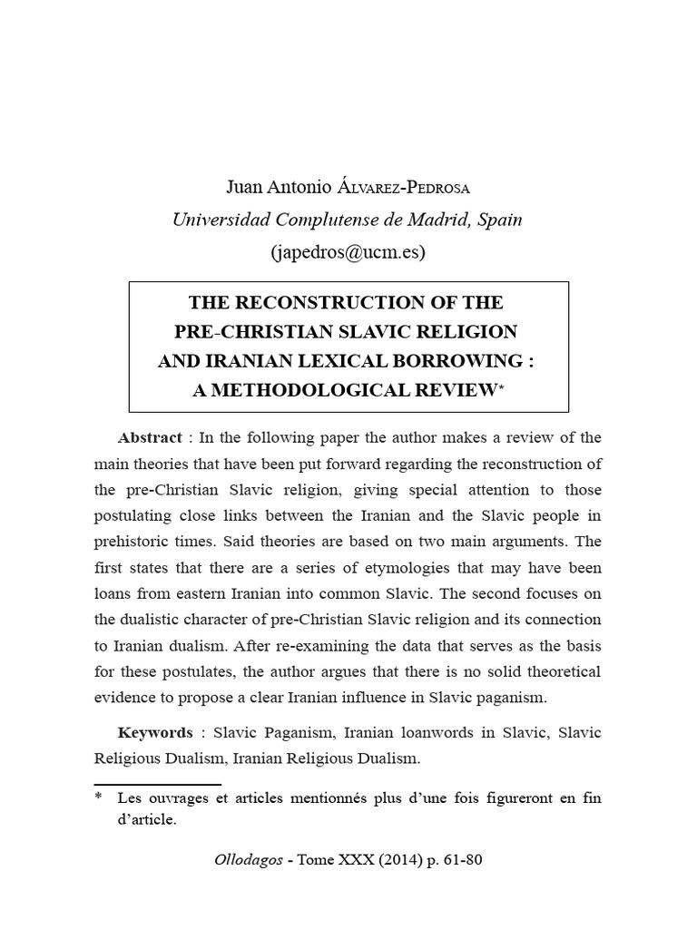 The Reconstruction of The Pre-Christian Slavic Religion | PDF | Social Science