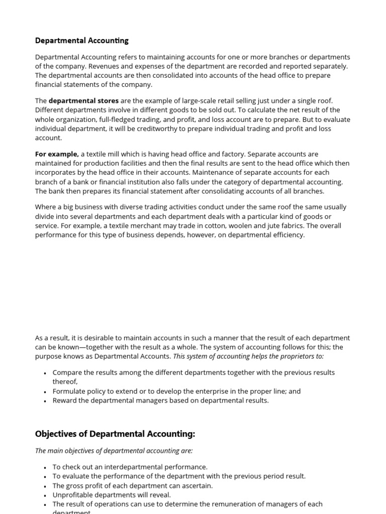 Departmental Accounting | PDF | Insurance | Revenue