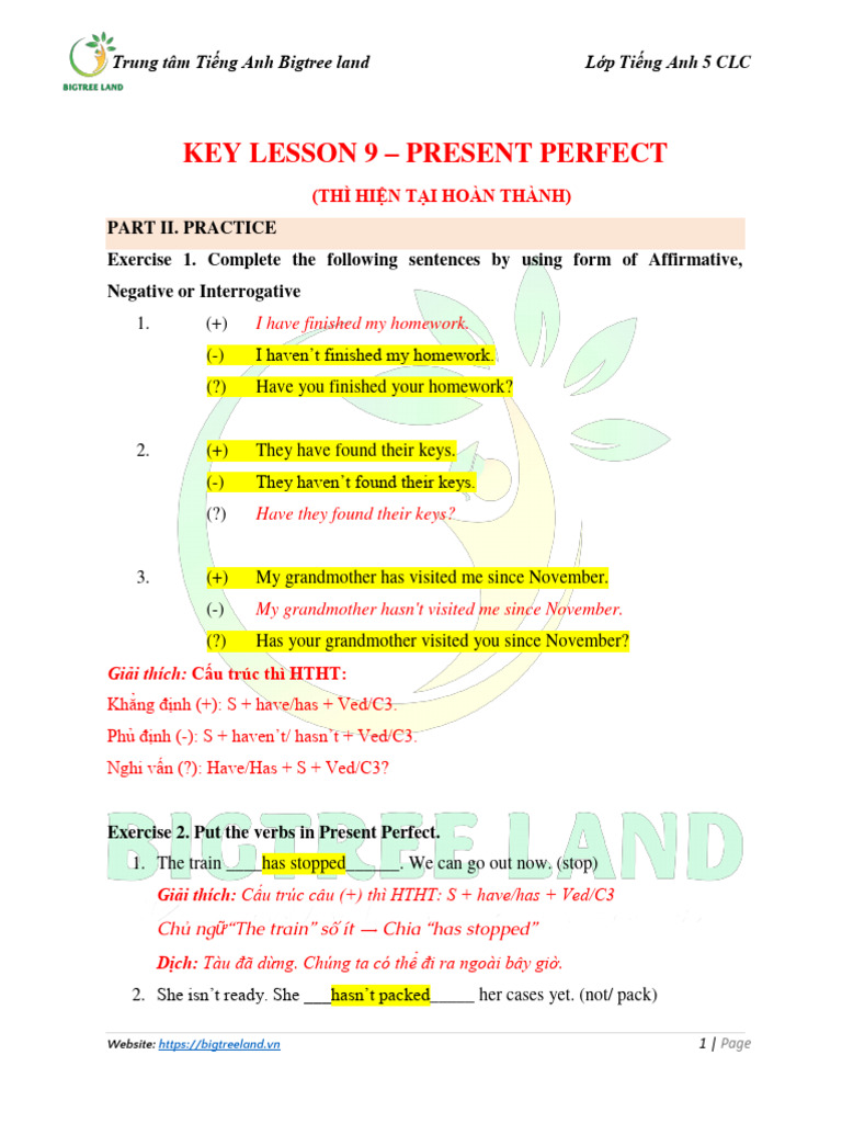 Key Lesson 9 - Present Perfect | PDF