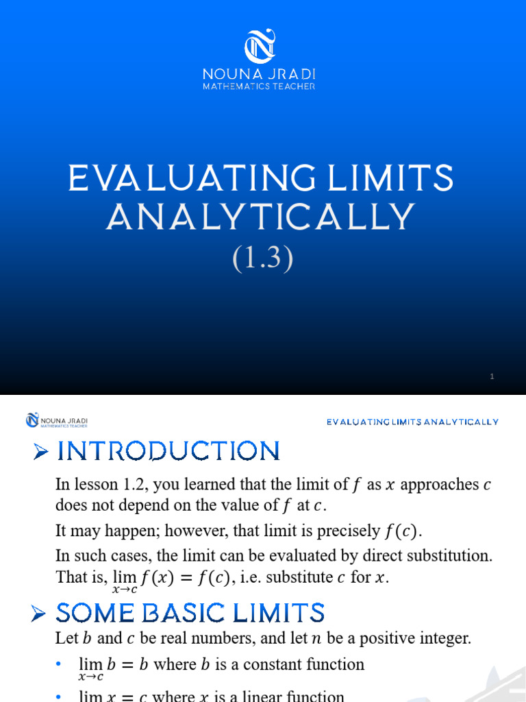 Evaluating Limits Analytically | PDF | Function (Mathematics) | Trigonometric Functions