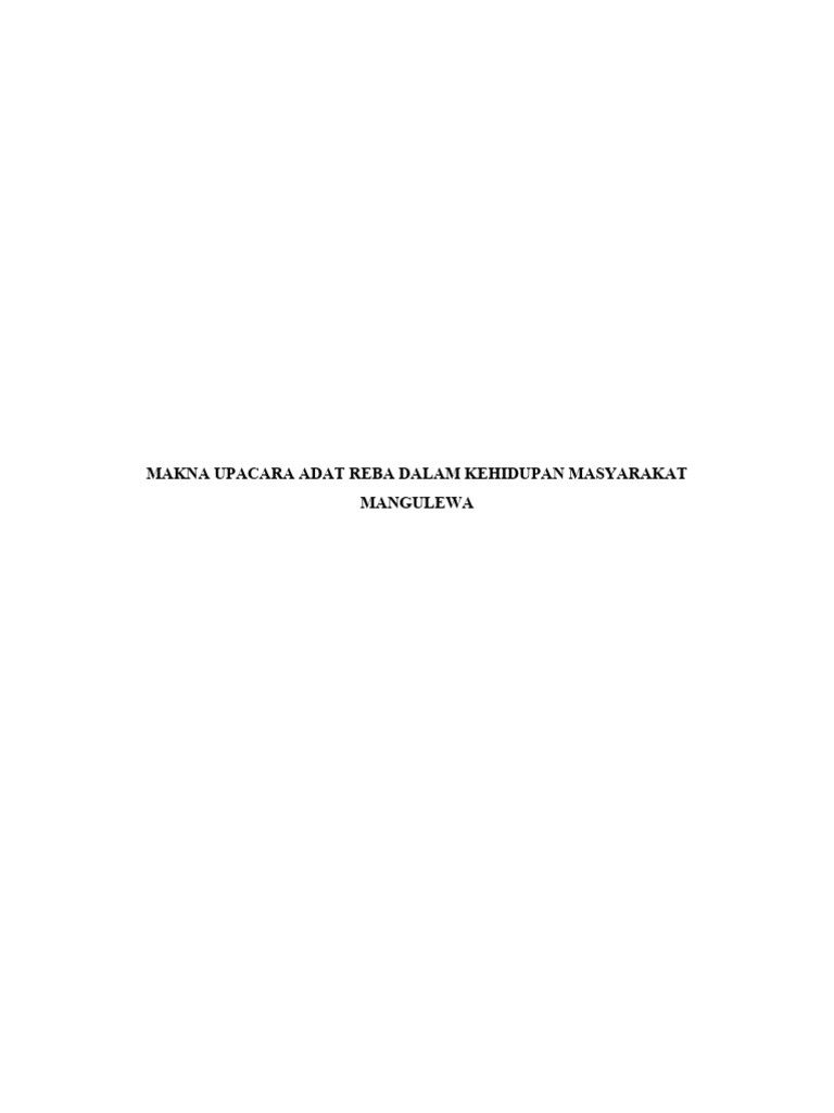 Makna Upacara Adat Reba Dalam Kehidupan Masyarakat Mangulewa | PDF