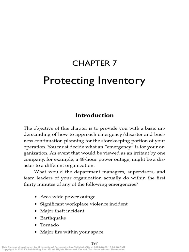 Emergency Planning for Inventory Protection | PDF | Natural Disasters ...