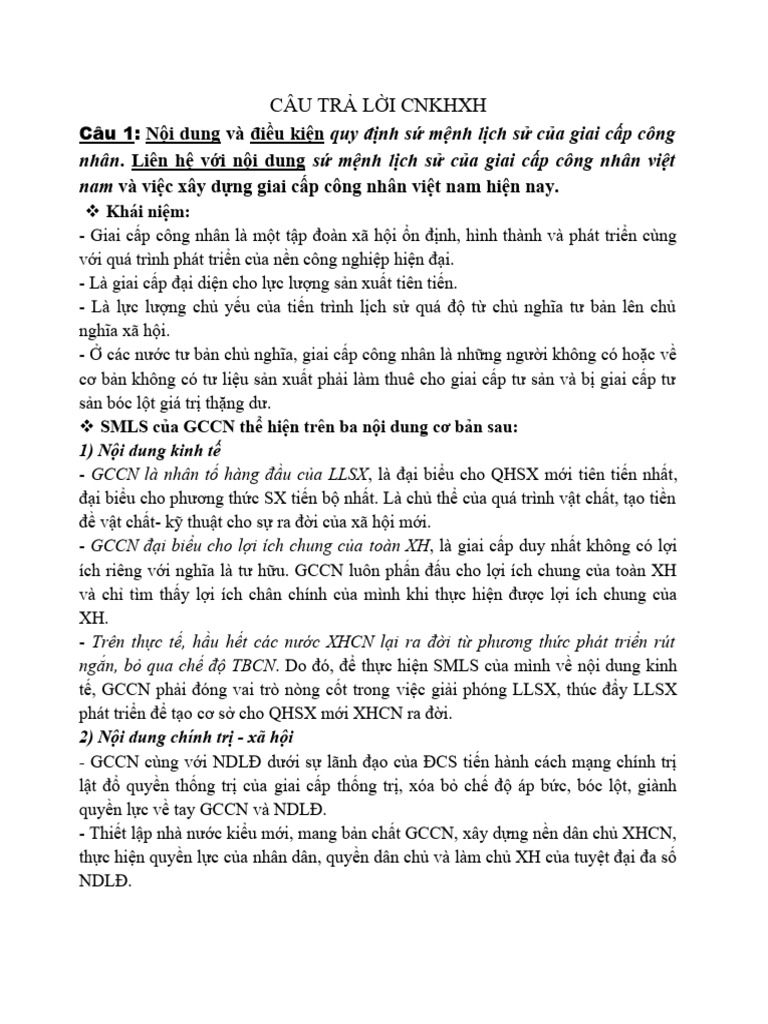 Câu TR L I CNKHXH | PDF