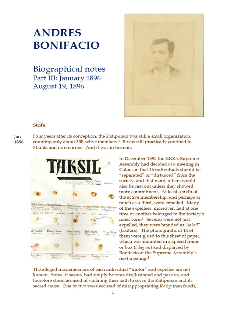 Andres Bonifacio Biographical Notes Part 3 | PDF | Philippines ...