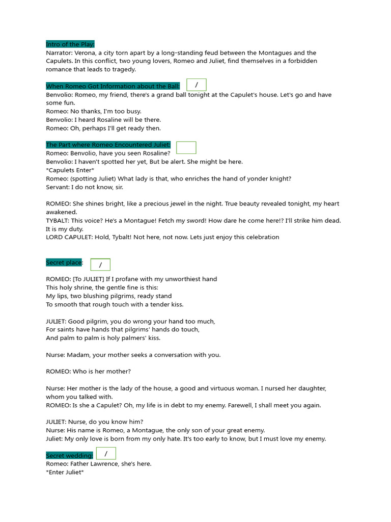 The Story Romeo and Juliet | Download Free PDF | Characters In Romeo ...