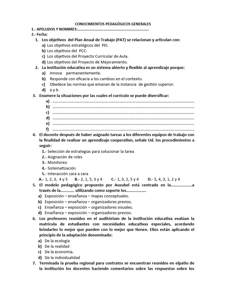 Conoc. Pedagog. Generales | PDF | Plan de estudios | Enseñando