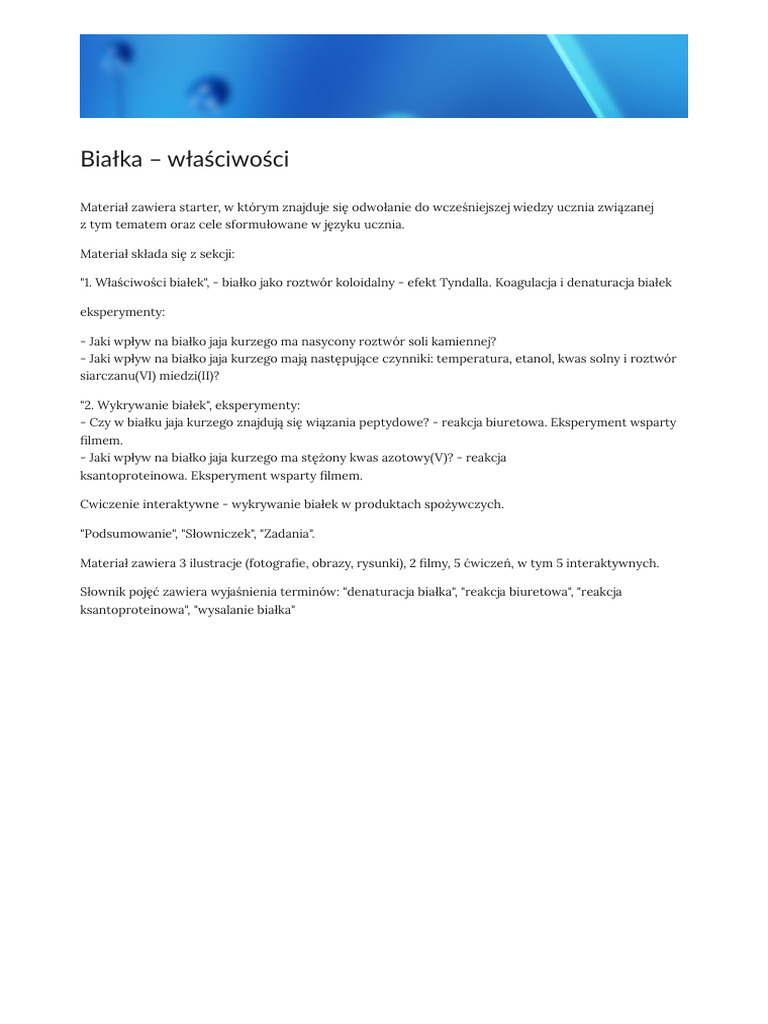 Bialka - Wlasciwosci | PDF